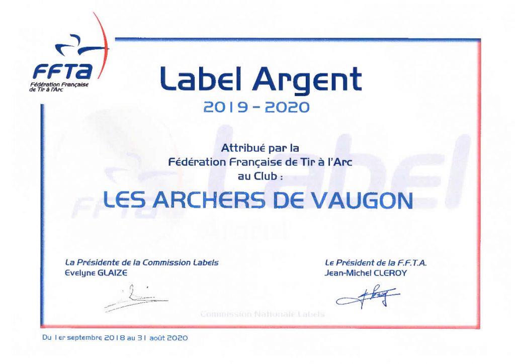 Label Argent FFTA 2019-2020 - Archers de Vaugon